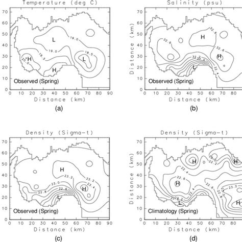 Surface Distribution Of Observed A Temperature °c B Salinity