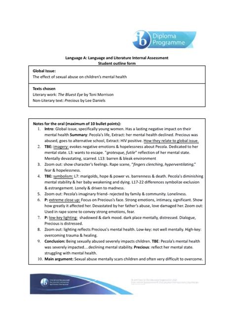 Sample Io Outline Internationale Baccalaureate Stuvia Uk