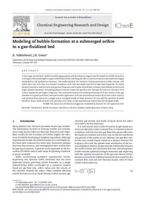 Pdf Modeling Of Bubble Formation At A Submerged Orifice In A Gas Fluidized Bed