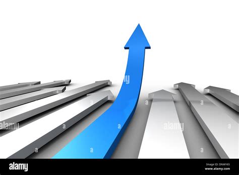 Blue Arrow Pointing Up From Grey Arrows Stock Photo Alamy