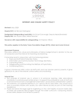 Fillable Online INTERNET AND ONLINE SAFETY POLICY Fax Email Print PdfFiller
