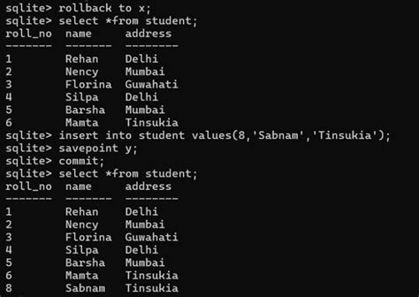 Commit Rollback And Savepoint In Sqltcl Commands Commit Rollback And Savepoint Computer