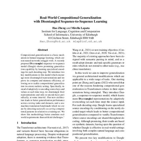 Real World Compositional Generalization With Disentangled Sequence To