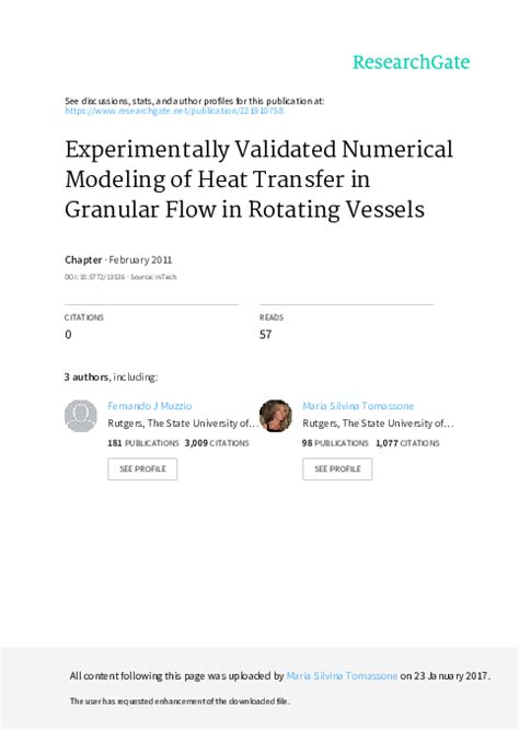 Pdf Experimentally Validated Numerical Modeling Of Heat Transfer In Granular Flow In Rotating
