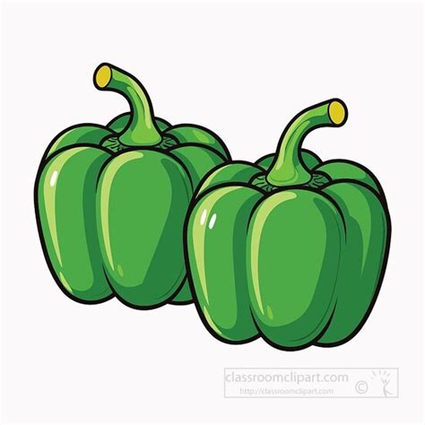 Vegetable Clipart Green Bell Peppers With Stems Clip Art