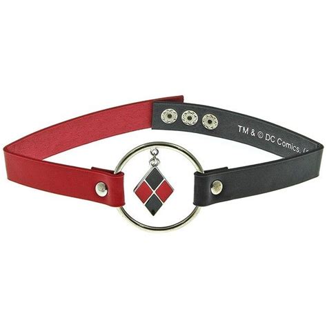 Dc Comics Harley Quinn Diamond Logo Pendant Faux Leather Choker 16