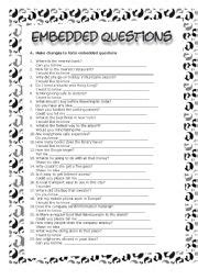 Embedded Questions ESL Worksheet By Cris M