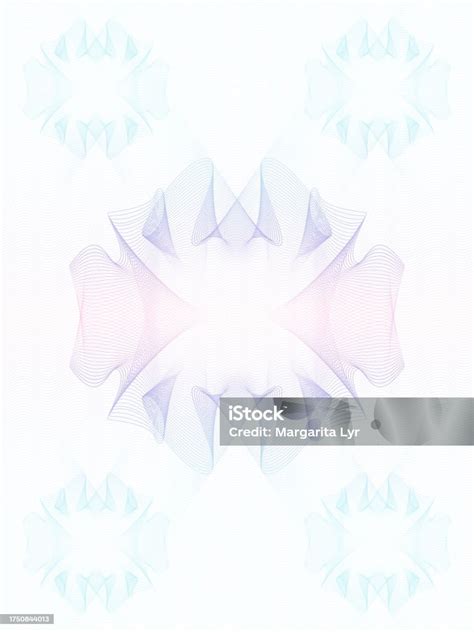 밝은 분홍색 보라색 파란색 워터마크 배경입니다 중앙에 하나의 큰 단두대 모서리에 4 개의 작은 요소 벡터 추상 라인 아트 패턴입니다 색상이 지정된 구불구불한 곡선 우아한