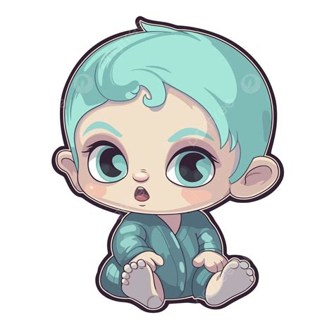 파란 머리를 가진 귀여운 만화 아기 클립 아트 벡터 고립 된 만화 아기와 스티커 디자인 상표 Png 일러스트 및 벡터 에 대한 무료 다운로드 Pngtree