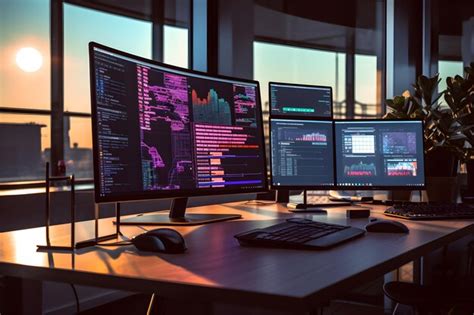 Modern Multiscreen Computer Setup Showcasing Advanced Coding And