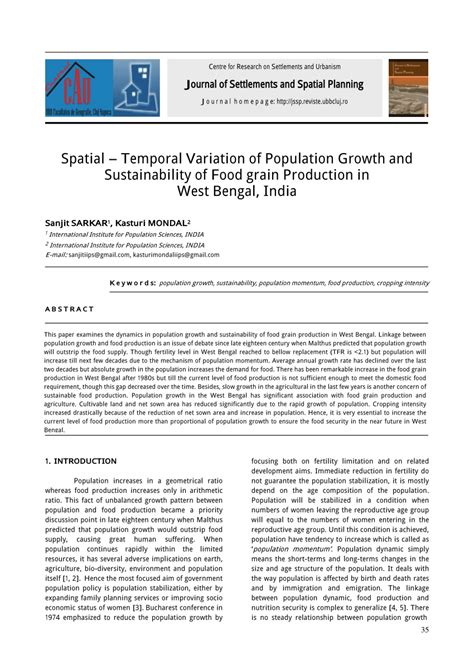 Pdf Spatial Temporal Variation Of Population Growth And Sustainability Of Food Grain