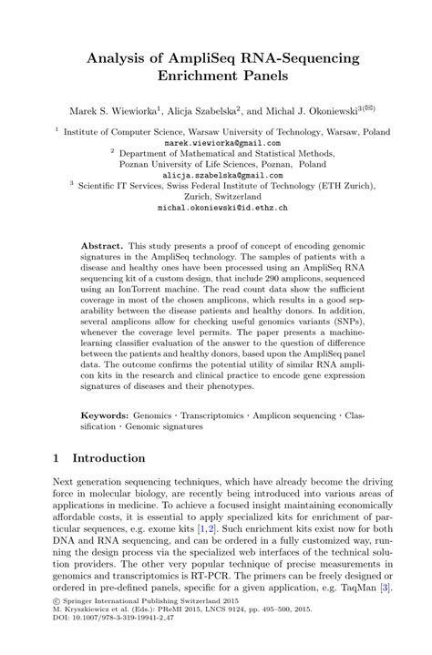 Pdf Analysis Of Ampliseq Rna Sequencing Enrichment Panels
