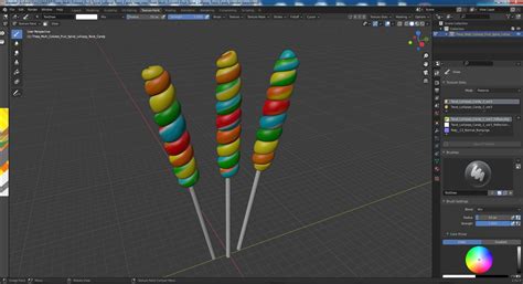 세 가지 멀티 컬러 과일 나선형 롤리팝 트위스트 캔디 3d 모델 19 3ds Blend C4d Fbx Max