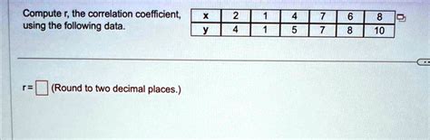Solved Compute R The Correlation Coefficient Using The Following