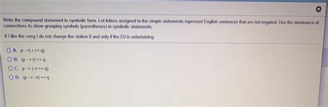 Solved Write The Compound Statement In Symbolic Form Let Chegg