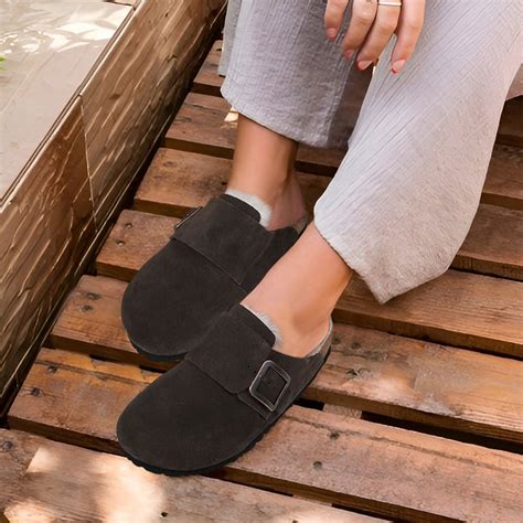 Genuine Leather Fur Lined Clogs With Arch Support Aerothotic