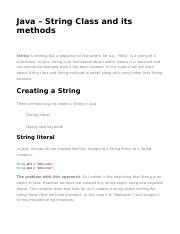 Java String Class And Its Methods Java String Class And Its Methods String Is Nothing But A