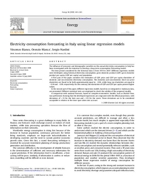 Pdf Electricity Consumption Forecasting In Italy Using Linear