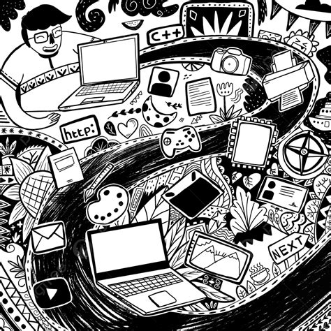 Doodle Art Of Technology Doodle Drawing Technology Drawing Doodle