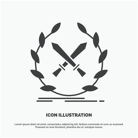Battle Emblem Game Label Swords Icon Glyph Vector Gray Symbol For