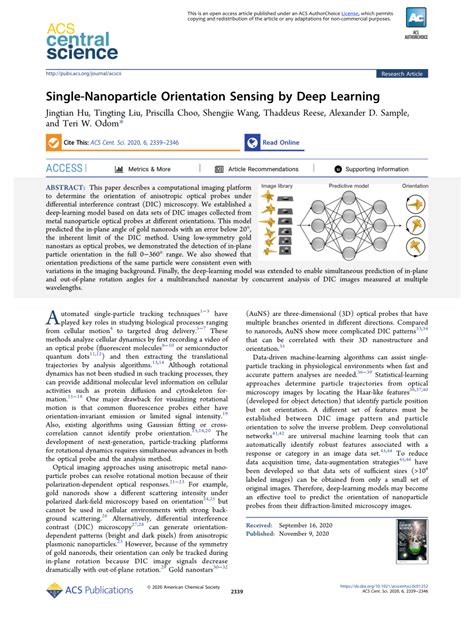 Pdf Single Nanoparticle Orientation Sensing By Deep Learning
