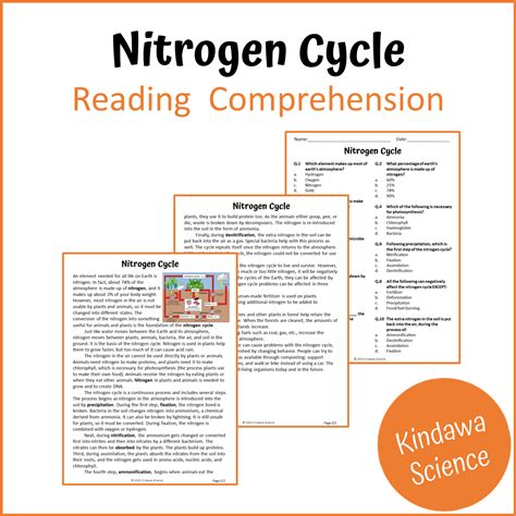 Nitrogen Cycle Reading Comprehension Passage And Questions Printable