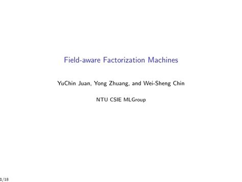 Ppt Field Aware Factorization Machines Yuchin Juan Yong Zhuang