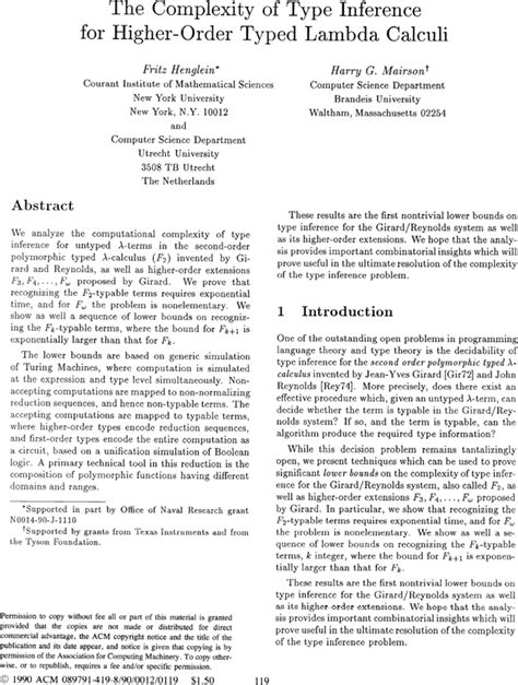 The Complexity Of Type Inference For Higher Order Lambda Calculi Proceedings Of The 18th Acm