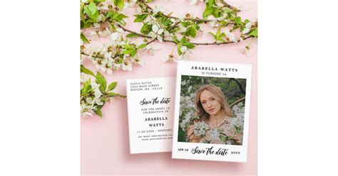 Beautiful Script Sweet 16 Photo Save The Date Announcement Postcard