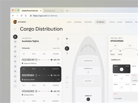Ups Platform Airfreight Delivery Dashboard App Design Layout