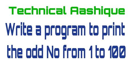 4write A Program To Print The Odd Number From 1 To 100 In Plsql Youtube