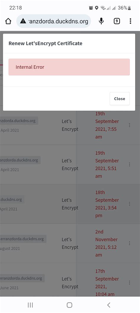 Ssl Certificate Not Generated Ends With Internal Error · Issue 341 · Hassio Addonsaddon