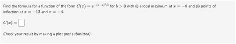 Solved Find The Formula For A Function Of The Form Chegg Com