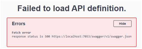 C Swashbuckleswagger Aspnet Core Failed To Load Api Definition Stack Overflow