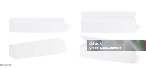 길고 흰 골 판지 상자 흰색 배경에 고립의 집합입니다 빈 제품 P의 세트 0명에 대한 스톡 벡터 아트 및 기타 이미지 0명