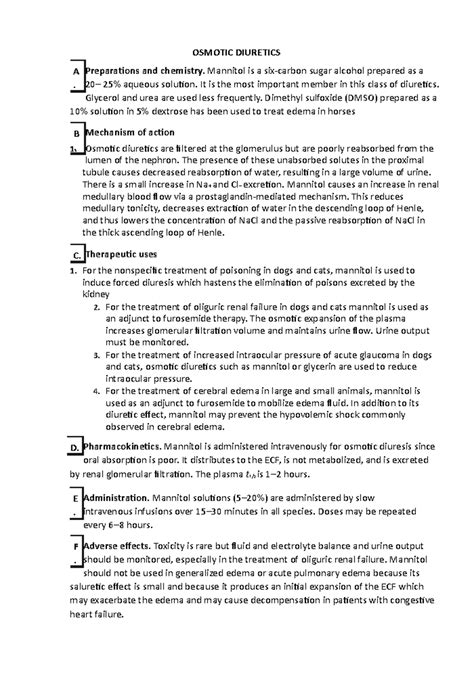 Osmotic Diuretics Osmotic Diuretics Preparations And Chemistry