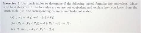 Solved Exercise 3 Use Truth Tables To Determine If The