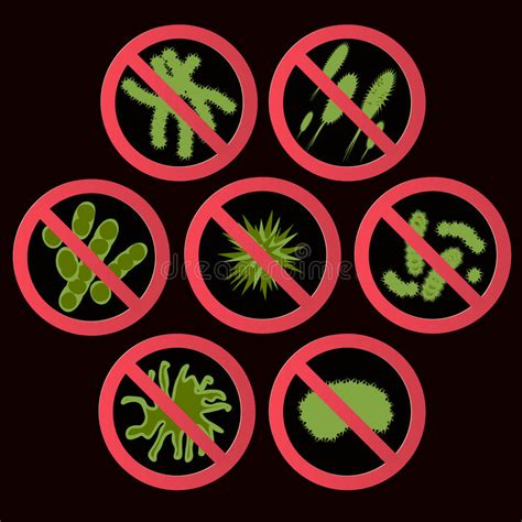 Antibacterial Sign With A Green Bacteria Stock Vector Illustration