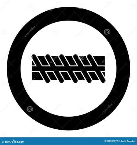 Reinforcement Bar Rebar Ribbed Metal Rod Icon In Circle Round Black Color Vector Illustration