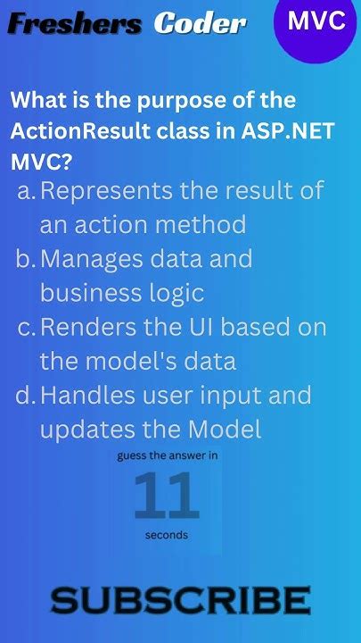 Mvc Quiz What Is The Purpose Of The Actionresult Class In Aspnet Mvc Youtube