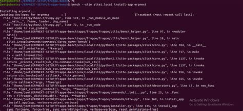 error executing bench site site1 local install app erpnext app