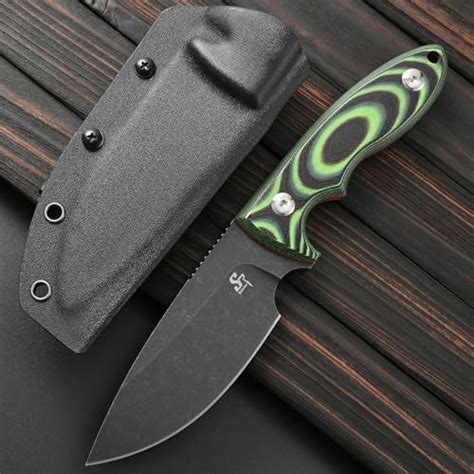 Sitivien St24 Fixed Blade Knife Aus 8 Black Stonewashed Steel Blade