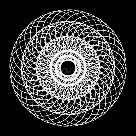 Spirograph Lines White Abstract On Black Background Stock Illustration Illustration Of Frame
