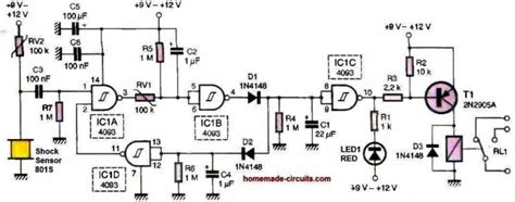 shock vibration detector circuit using 801s sensor homemade circuit