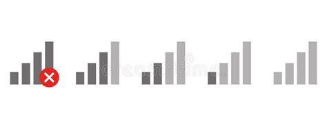 Set Of Signal Strength Indicator Wi Fi Wireless Connection Antenna Signal Strength On White