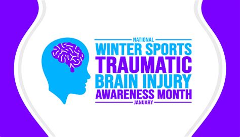 1월은 전국 동계 스포츠 외상성 뇌 손상 인식의 달 배경 템플릿입니다 휴일 개념 배경 배너 플래카드 카드 및 텍스트 비문이 있는