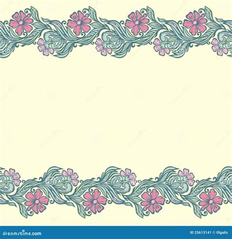 Seamless Floral Edging Pattern Stock Illustration Illustration Of Classic Plant 25613141