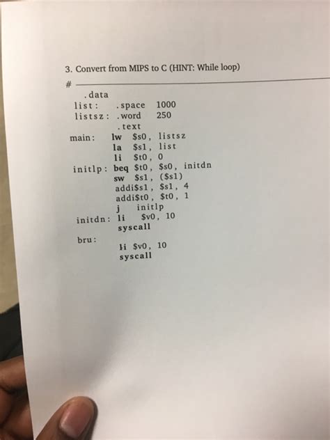 solved 3 convert from mips to c hint while loop data
