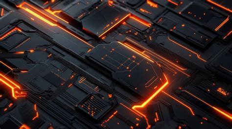 Abstract Futuristic Technology Background With Glowing Orange Lines Premium Ai Generated Image
