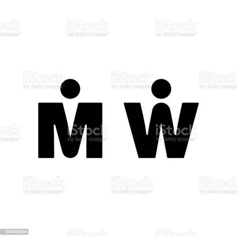 남자와 여자 아이콘 화장실에 대한 M 및 W 문자 표지판 욕실에 대한 소녀와 소년 Wc 그림 벡터 화장실 기호 알파벳 W에 대한 스톡 벡터 아트 및 기타 이미지 Istock